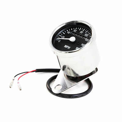 New Universal Motorcycle Cable Drive Mini Speedo Chrome Black Face MPH ...