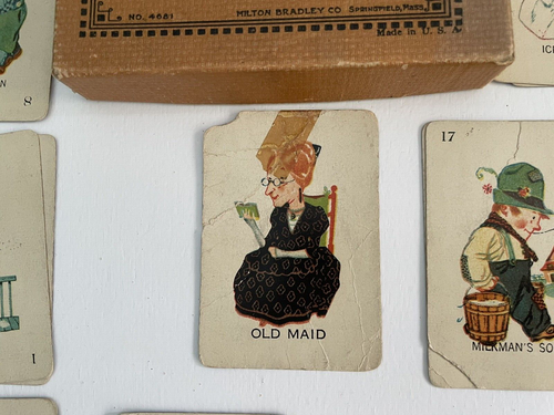 RARE ANTIQUE OLD MAID GAME~DELUXE EDITION~#4681~MILTON BRADLEY CO ...