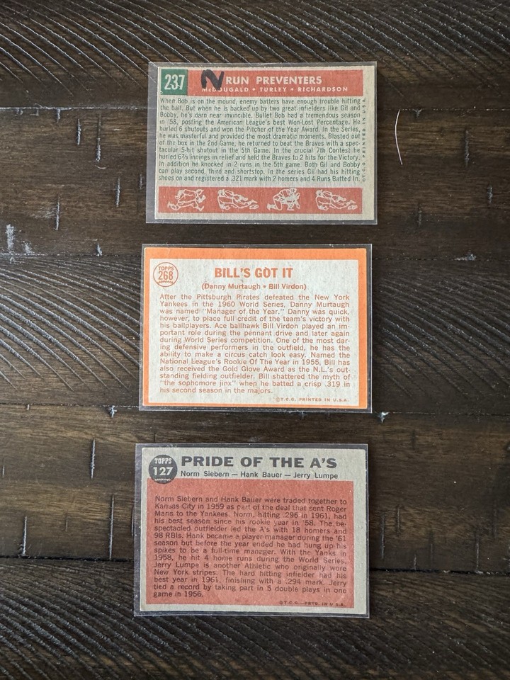 Assorted Topps MP Cards - 1959 Run Preventers, 62 Pride Of A’s, 64 Bill ...