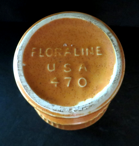 VTG McCoy Pottery Floraline MCM planter USA 470 orange pedestal ribbed ...