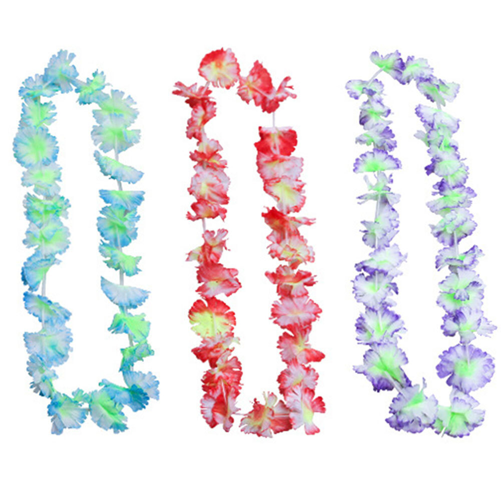 50 x Hawaiian Leis Flower Garland Necklaces Fancy Dress Beach Hula Lei ...