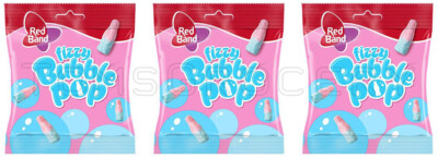 3 RED BAND Fizzy Bubble Pop Sugar Coated Gummy Candy Sweets 100g 3.5oz ...