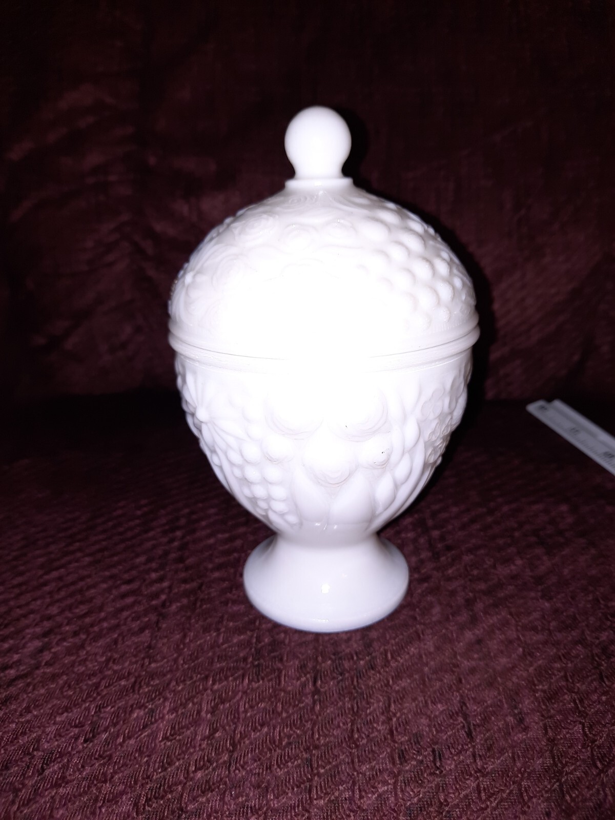 Large Milk Glass Trinket Box Avon Floral Roses Daisies | eBay