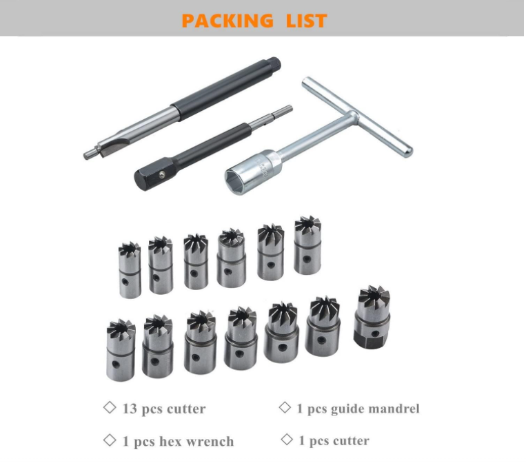 17pc Diesel Injector Seat Cutter Reamer Universal Reface Tool Kit FREE ...
