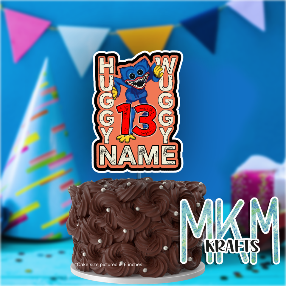 HUGGY WUGGY Personalised Cake Topper ANY NAME AGE 400gsm gloss card ...