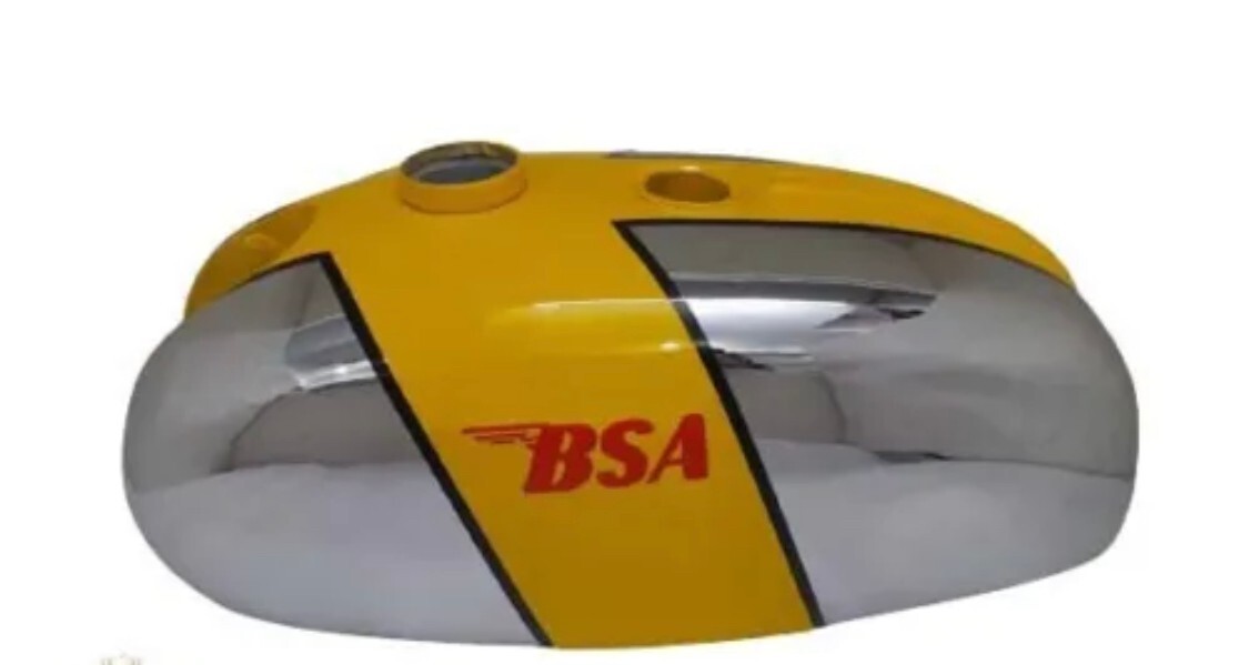 BSA B25 B50 TR25 1971-73 D355 YELLOW & CHROME PAINTED STEEL PETROL TANK ...