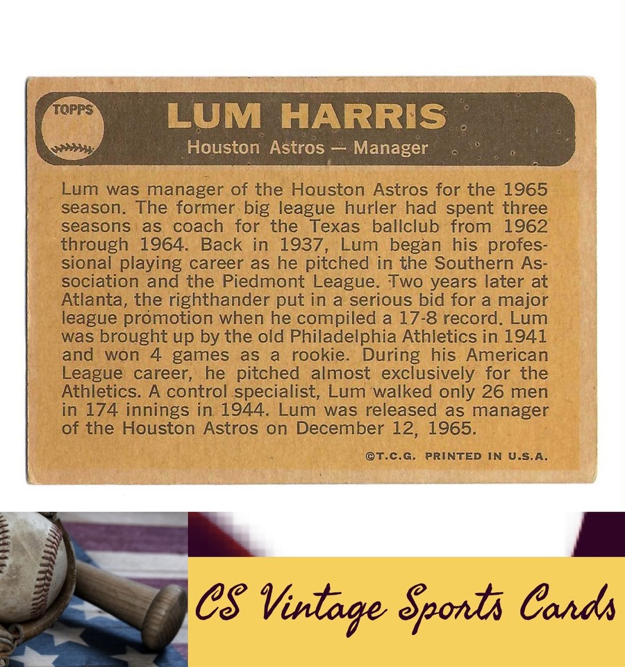 1966 Topps #147 Lum Harris | eBay