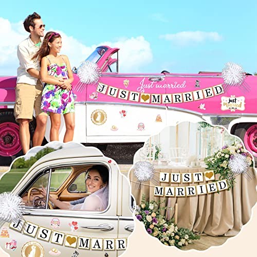 18 Pcs Just Married Wedding Car Decorations Include 12 Just Married ...
