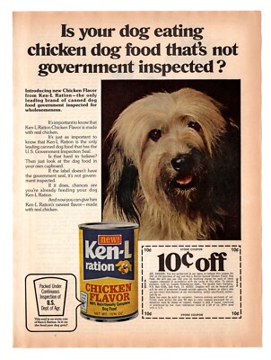1970s magazine print ad KEN-L RATION Chicken Flavor pet food dogs ...
