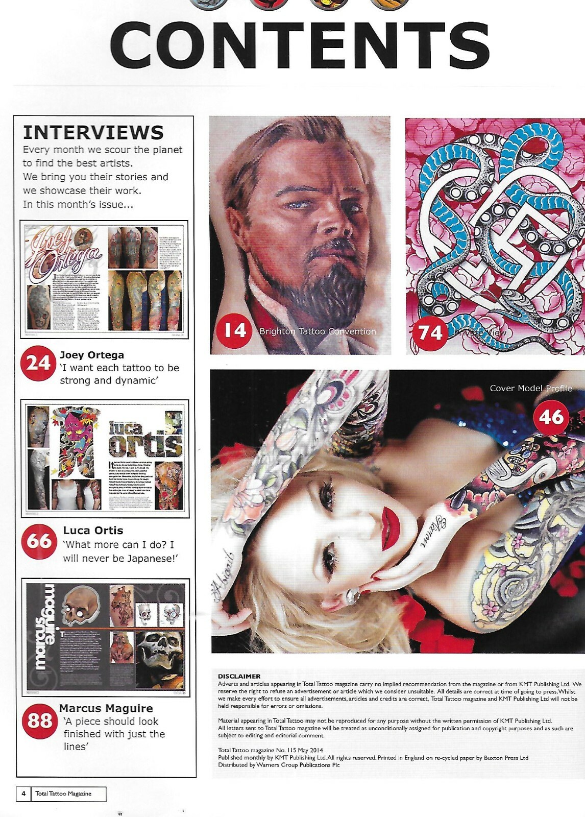 Total Tattoo Magazine Joey Ortega Marcus Maguire Lyle Tuttle Valentine ...