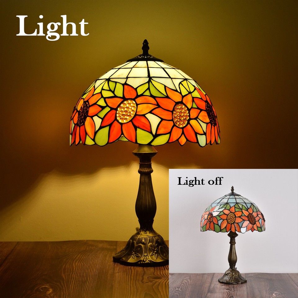 Tiffany Style Table Lamps Handcrafted Stained Glass Art Light Bedside ...