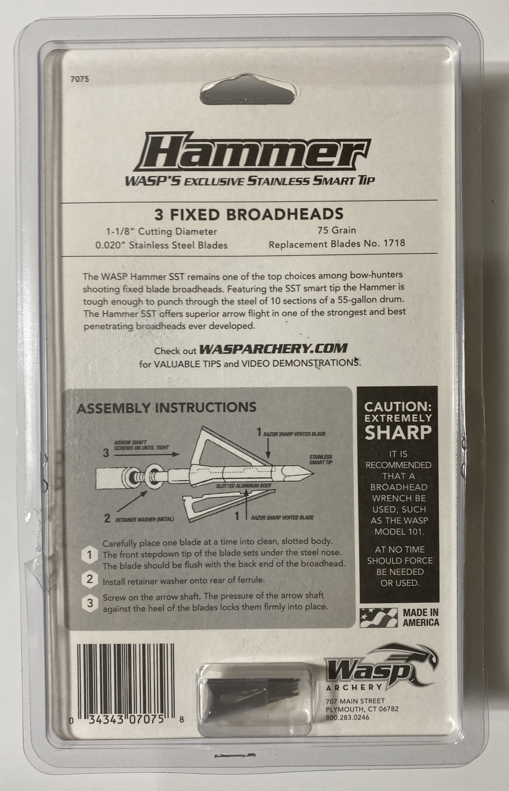 Wasp Archery Hammer Broadheads 75 Grain 3 Blade 3 Pack Broadheads ...