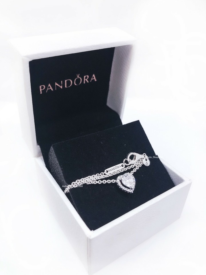 New Authentic PANDORA Sparkle Crystal Elevated Heart Pendant Necklace ...