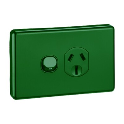 Clipsal C2015/15-GR Single 15A Green GPO Powerpoint Large Earth | eBay ...
