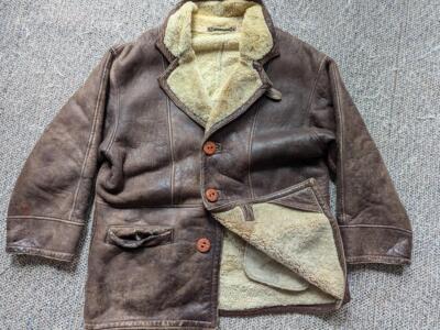 vintage SHEARLING rancher coat SHEEPSKIN brown leather 2XL jacket ...