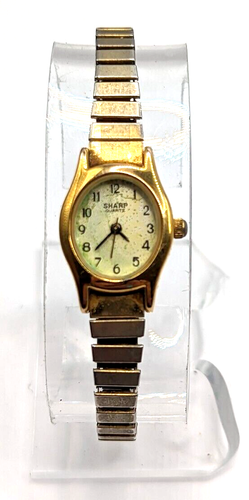 Vintage Sharp Women's Quartz Watch GT Expansion Band Oval Keeps Time ...