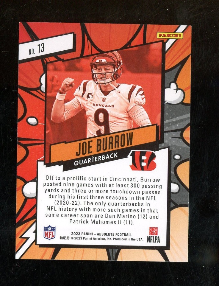 2023 Panini Absolute Explosive #13 Joe Burrow Cincinnati Bengals SSP ...