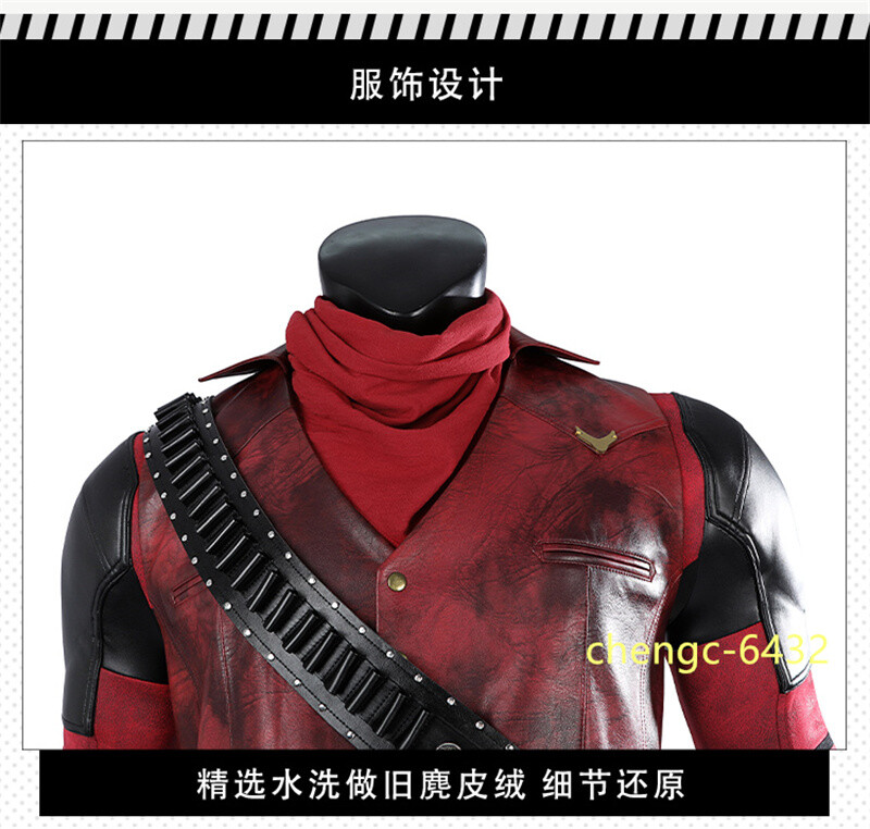 Deadpool & Wolverine Cowboy Deadpool Costume Men Cosplay Hat Vest Mask ...