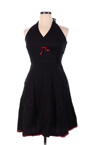 Morbid Threads Black Halter Dress with Red Trim, Polkadots & Bow Detail ...