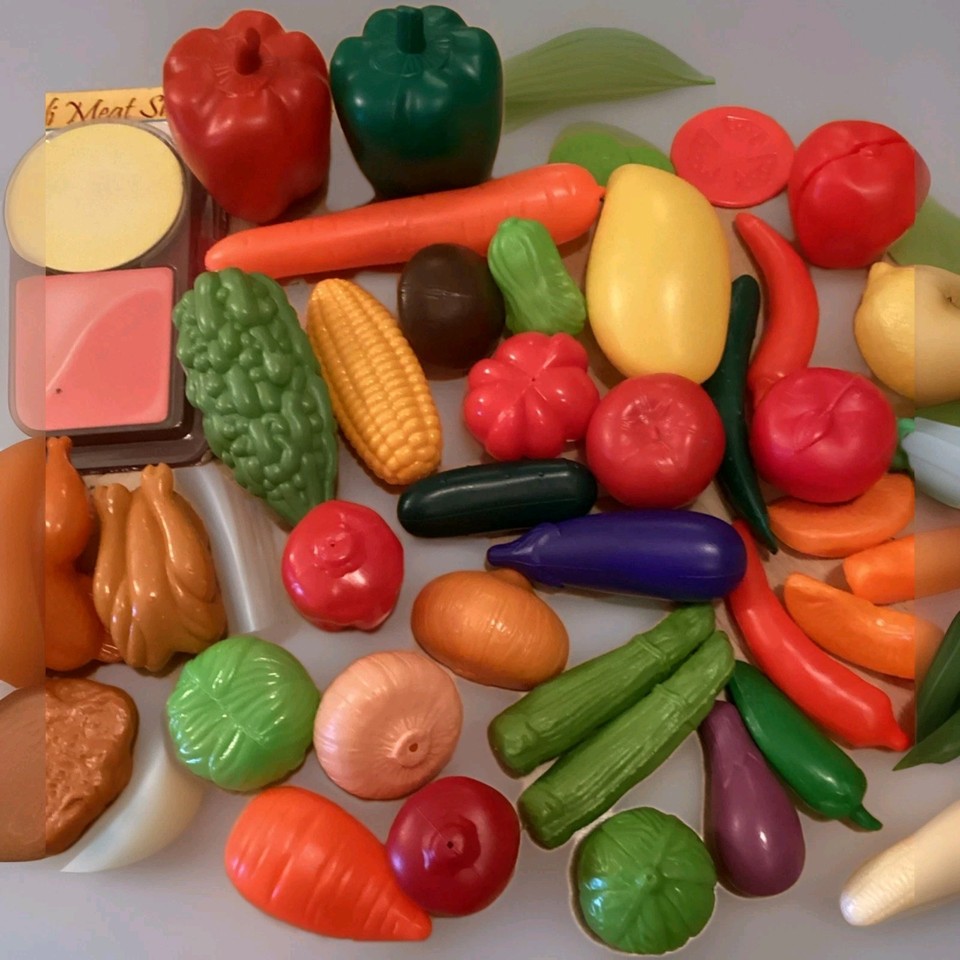 HUGE Pretend Play Food Lot – Kids Toy Fruits, Veggies, Meat, Bread – 50 ...
