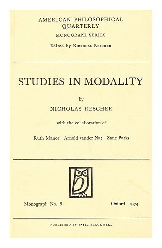 Rescher, Nicholas Studi Sulla Modalità / Nicholas Rescher; Con La ...