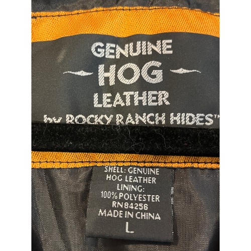 Rocky Ranch Hides Genuine Hog Leather Black Biker Vest Men Large | eBay