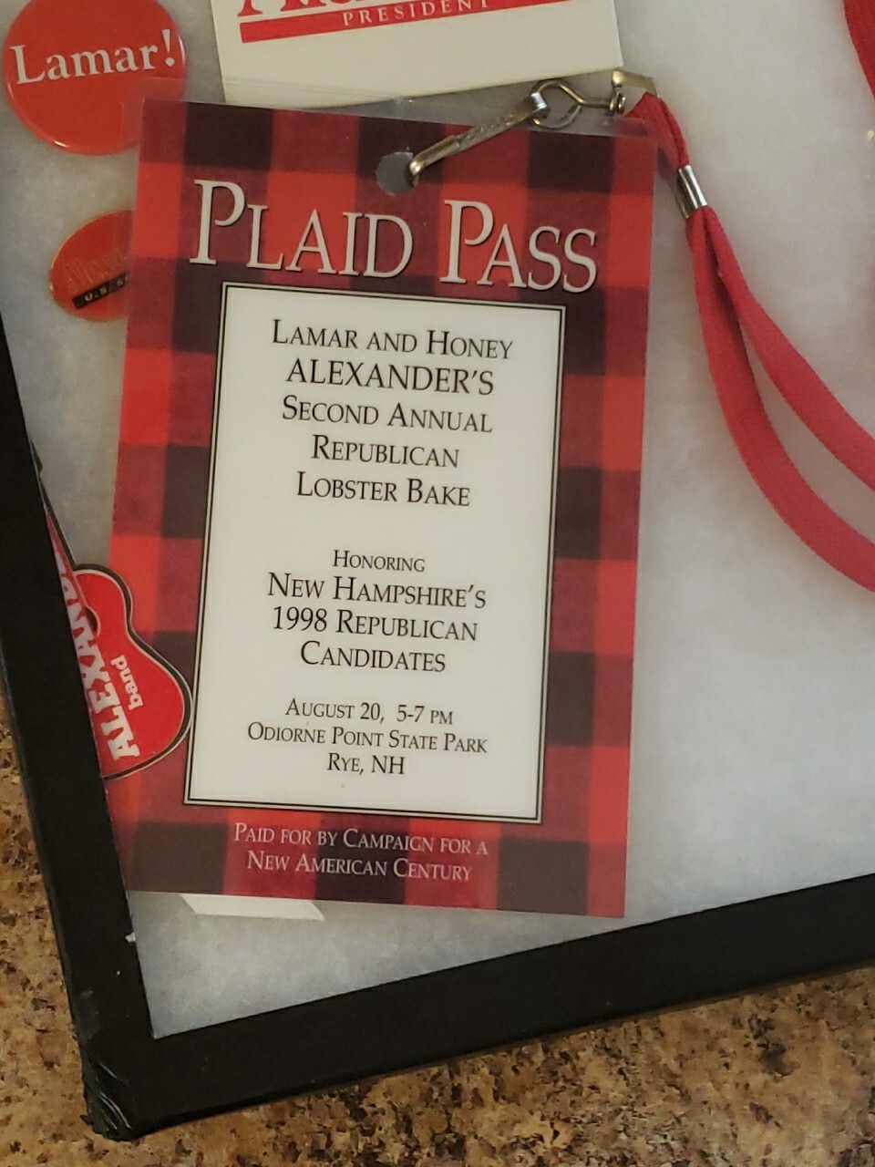 Lamar Alexander Plaid Book Plaid Pass Buttons Pins Presidential ...