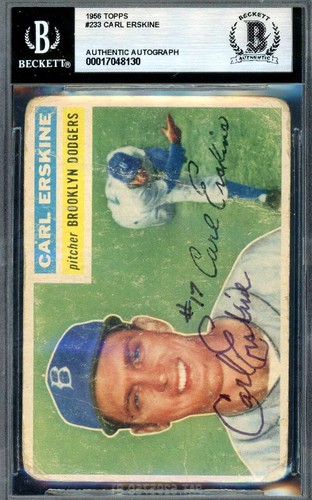 Carl Erskine Beckett BAS Signed 1956 Topps Autograph | eBay