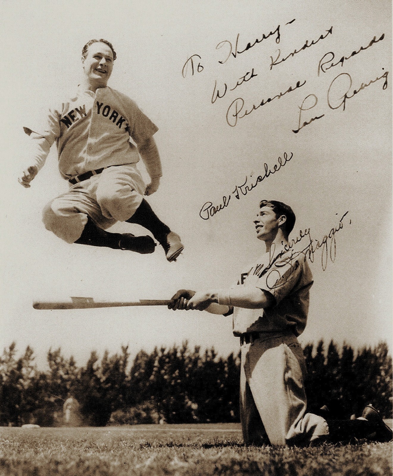 NEW YORK YANKEES Joe DiMaggio With Lou Gehrig Spring Training Signed | eBay