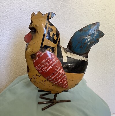 Rustic Hen 11" Recycled Colorful Scrap Metal Welded Art Chicken | eBay