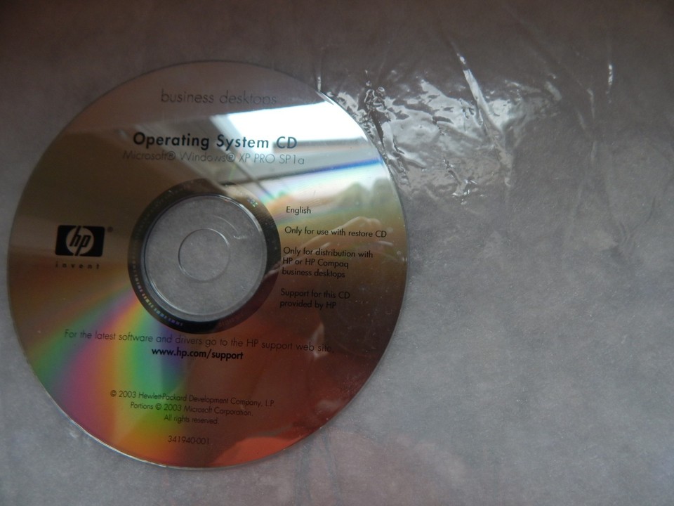 HP Operating System DVD - Windows XP PRO SP 1 Business Desktop 2003 ...