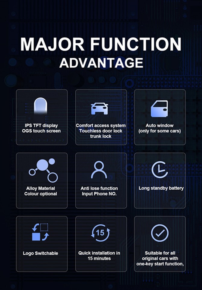 Smart Keyless Remote Car Key HD LCD Touch Screen Protective Anti ...