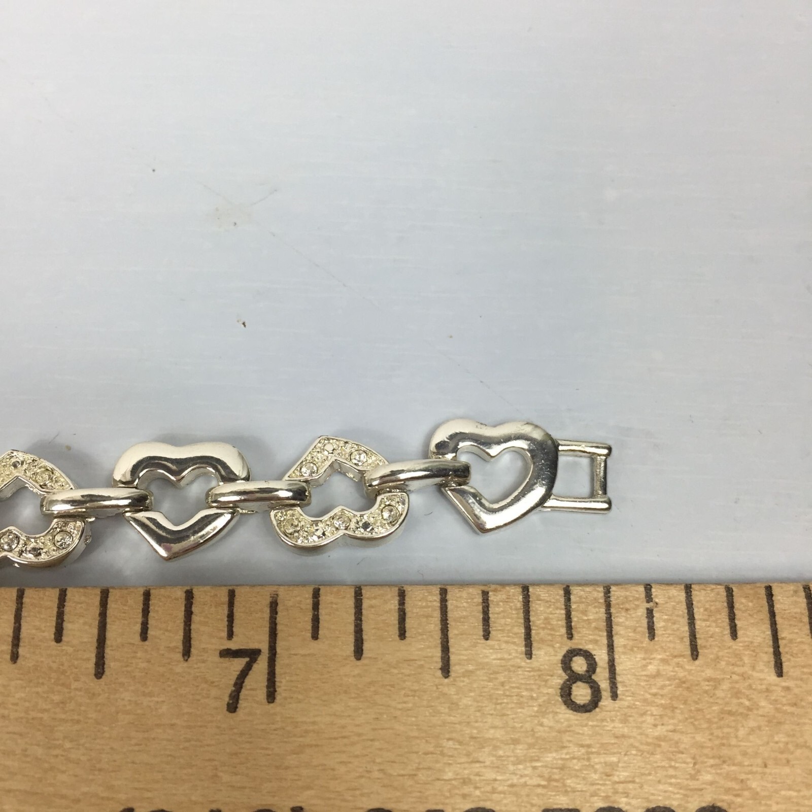 Vintage Avon Open Heart Bracelet Silver Tone Clear Rh… - Gem