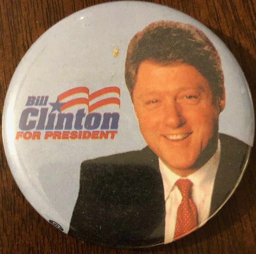 1992 Bill Clinton FOR PRESIDENT Campaign Button ~ Official Primary Logo ...