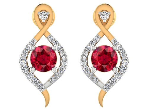 14k Yellow Gold Natural Ruby Diamond Infinity Sign Stud Earrings | eBay