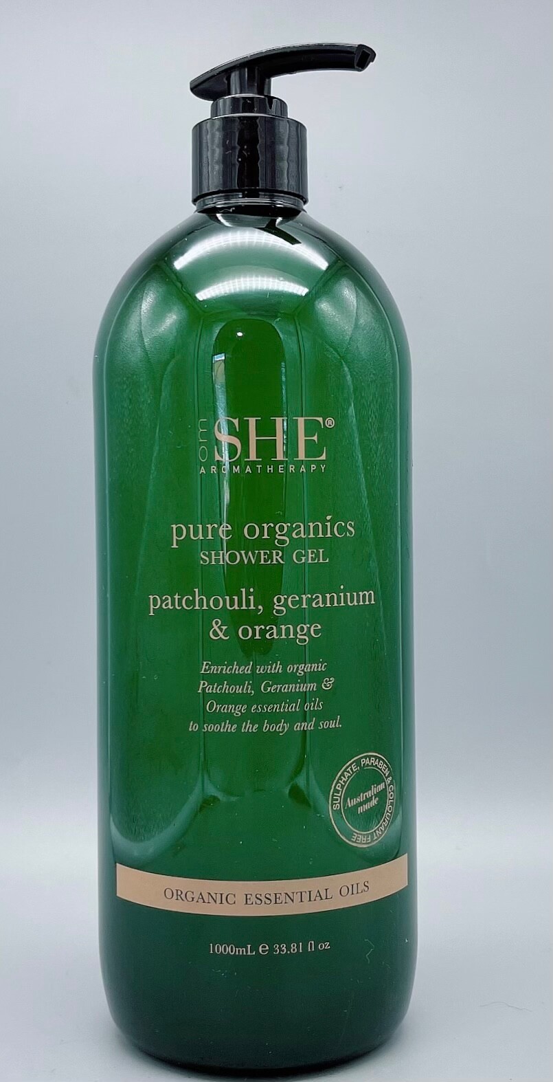 2 Bottles OM She Pure Organics Shower GEL Patchouli Geranium & Orange ...