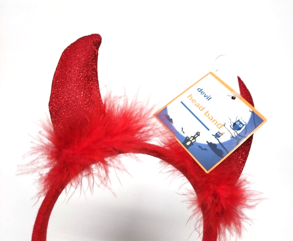 Kids Halloween Red DEVIL HEADBAND Horns w/ Feathers Costume Accessories | eBay
