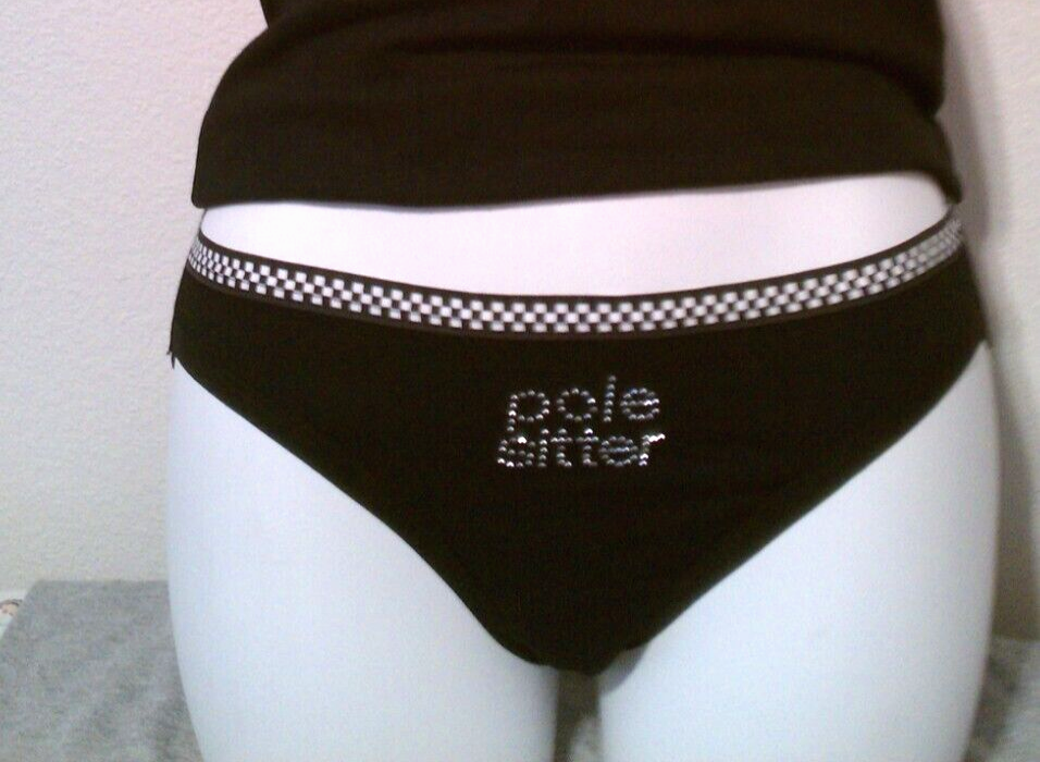 Pit Stop Panties Bikini Women's Medium Pole Sitter Racing Themed Black ...