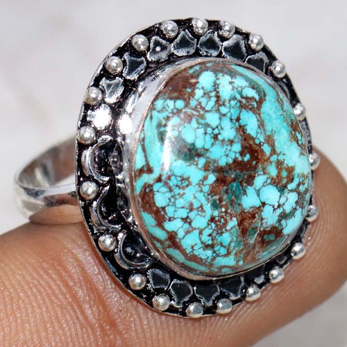925 Silver Plated New Lander Turquoise Ring US 10 Unique Boho Gift GW ...