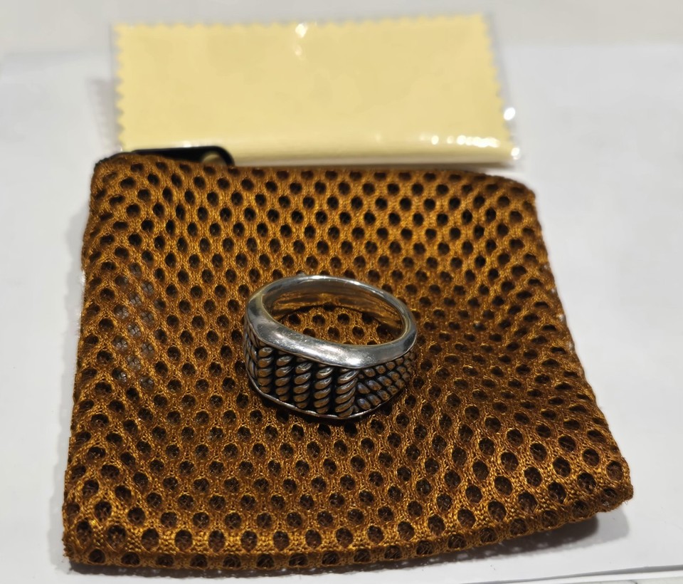 ** DAVID YURMAN ** Men's Sterling Silver Maritime Rope Ring ** Size 11 ...