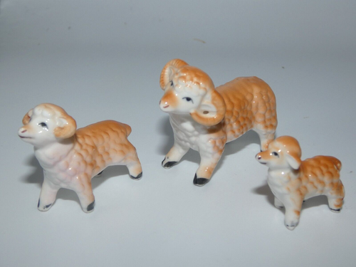 3 Vintage Miniature Bone China Sheep & Ram | eBay