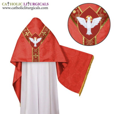 NEW Red Humeral Veil with Holy Spirit embroidery, voile huméral, velo ...
