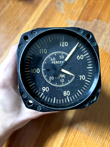 General Electric GE Jet Turbine Engine Percent 20% RPM Gauge Gage Tach ...