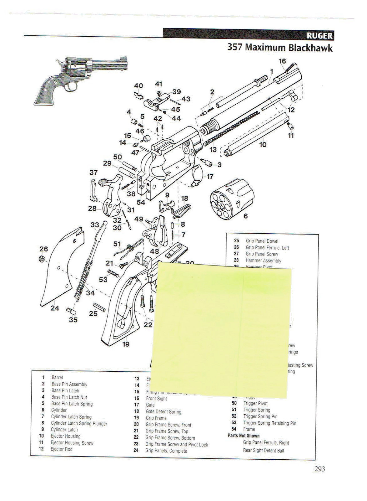 RUGER 357 MAX. BLACKHAWK, 22 BEARCAT REVOLVER EXPLODED VIEW/PARTS LIST ...