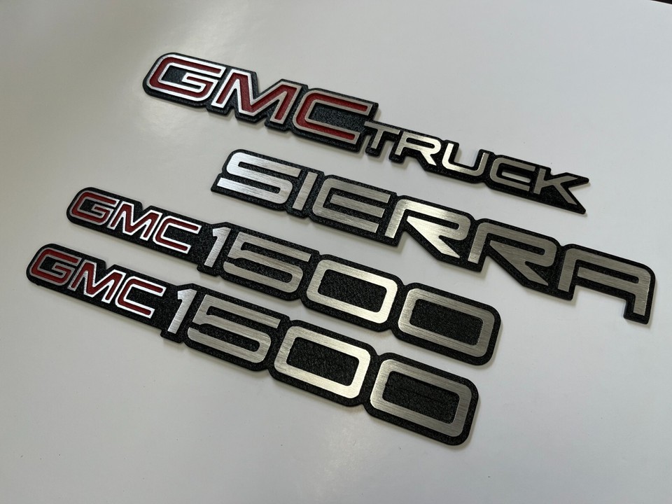 88-98 OBS SIERRA GMC 1500 Emblems x4 cnc billet C10 Badges Chevy GMT400 ...