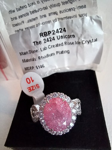 Bomb Party The 2424 Unicorn Rose Ice Crystal On Rhodium Plating Sz 10 ...