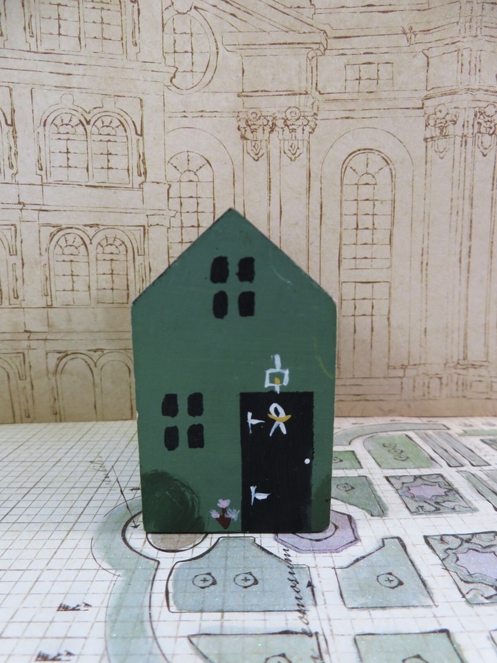 Handcrafted Vintage Wood Block Miniature Toy Houses 3 Buildings Hand ...