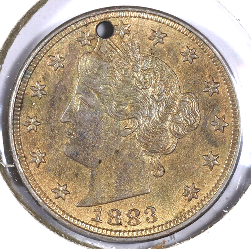 1883 Liberty Head Racketeer V Nickel No Cents 5c Holed Coin | eBay