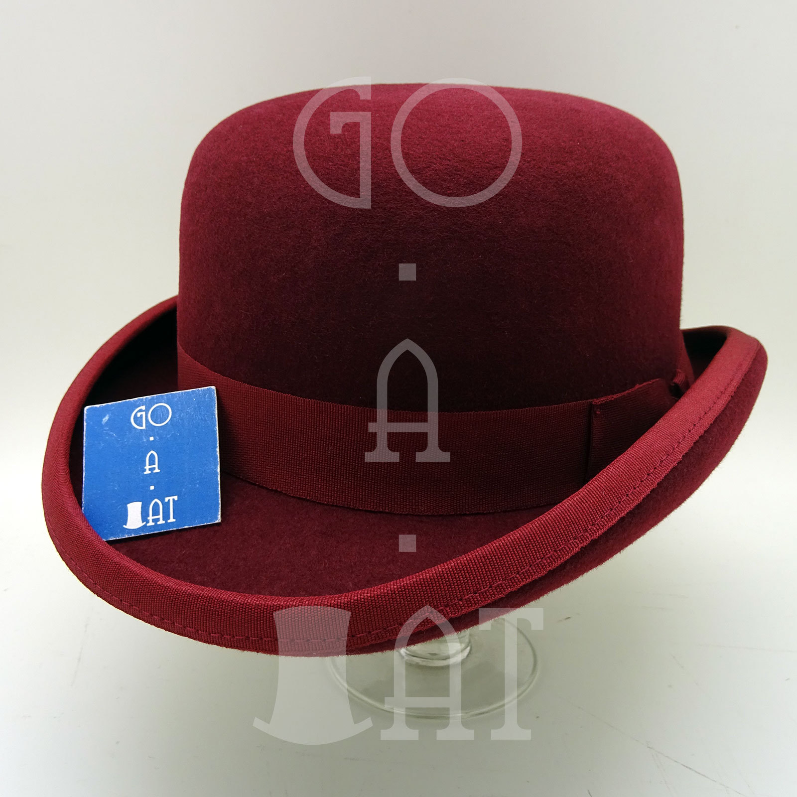 RETRO Wool Felt Dura Bowler Top Hat Men Women Derby | Burgundy | Size ...