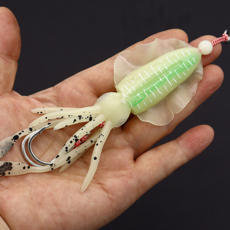 Soft Squid Bait Fishing Trolling Lure Octopus Head Jigs Luminous UV ...